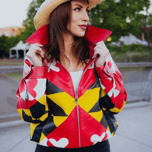 Maryland Flag Faux Leather / Moto Jacket